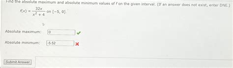 Solved Find The Absolute Maximum And Absolute Minimum Values