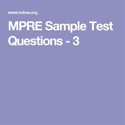 Mpre Sample Test Questions 3 Test Questions Bar Exam Prep Bar Exam