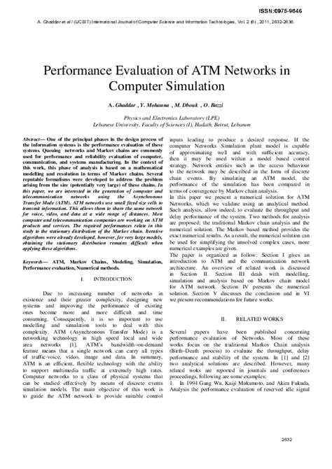 pdf performance evaluation of atm networks in computer simulation
