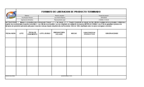 Liberacion De Producto Pdf Pdf