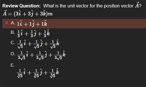 Solved Review Question What Is The Unit Vector For The Chegg Com