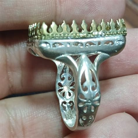 خرید و قیمت رکاب انگشتر مردانه تمام نقره طرح نیزه تاج برنجی از غرفه