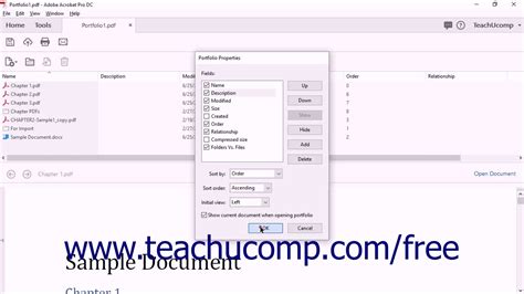 Acrobat Pro Dc Tutorial Setting Portfolio Properties Adobe Acrobat Pro Dc Training Tutorial