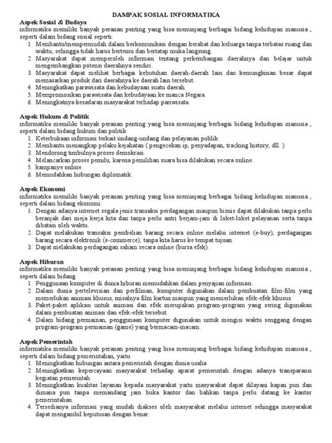 Dampak Sosial Informatika Pdf Ilmu Sosial