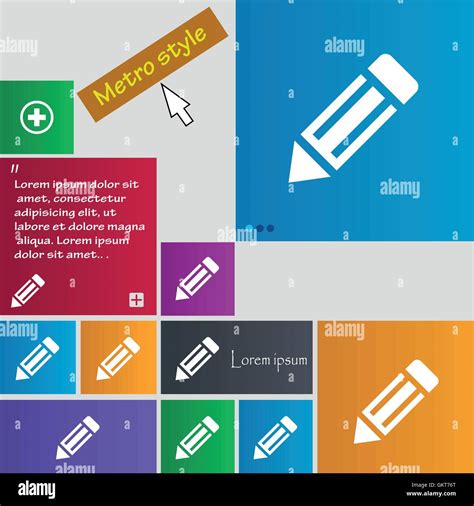 pencil icon sign buttons modern interface website buttons with cursor