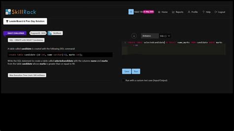 skillrack daily challenge 25 10 2023 sql create with select candidates program id
