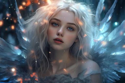 Premium Photo A Girl With Blue Eyes And White Hair With A Burning