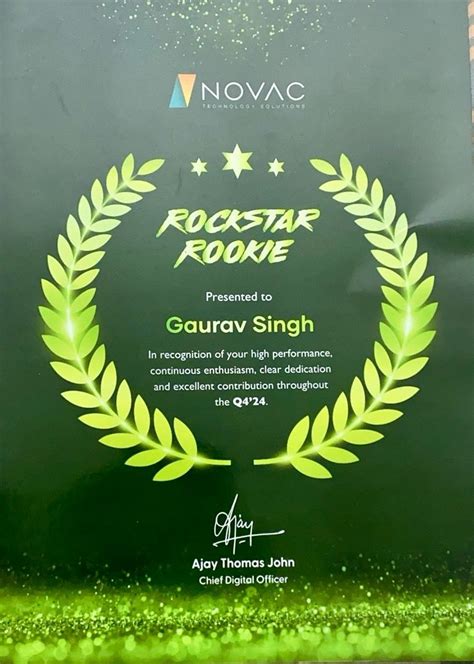 Gaurav Singh On Linkedin I Am Deeply Grateful To Have Been Recognized With The Rockstar Rookie