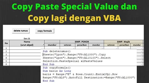 Cara Copy Paste Special Value Di Vba Youtube