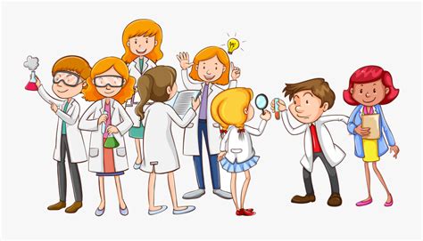 Scientist Science Illustration Scientists Working Together Cartoon