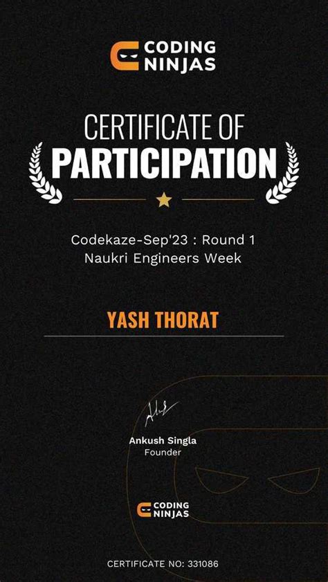 yash thorat on linkedin codingninjas participation