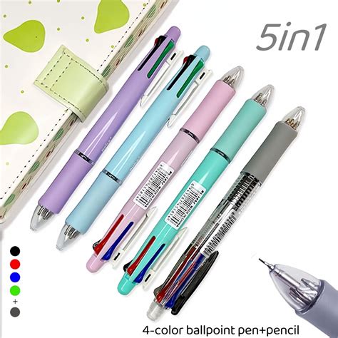 baile creative 4 color ballpoint pen pencil 5in1 push type multi color
