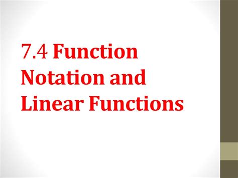 Ppt 7 4 Function Notation And Linear Functions Powerpoint