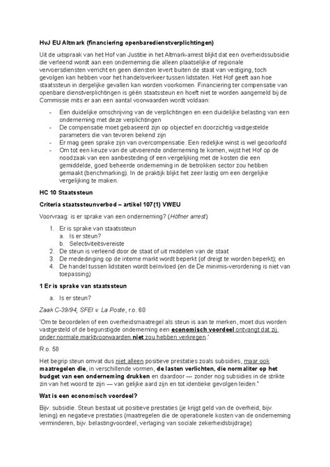 Eu-recht hc 10 - HC 10 - HvJ EU Altmark (financiering ...