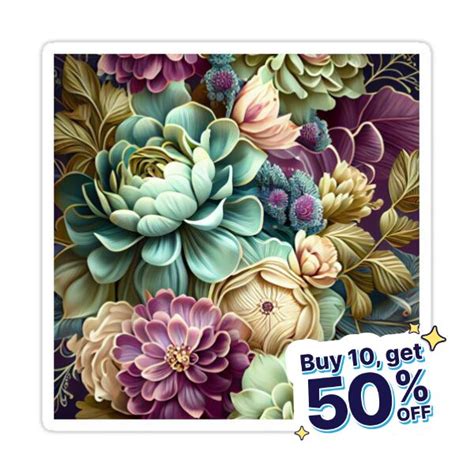 Abstract Colourful Flowers Design Pattern Sticker For Sale By Bzzup