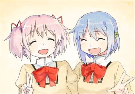 Kaname Madoka And Miki Sayaka Mahou Shoujo Madoka Magica And More Drawn By Yoplait Danbooru