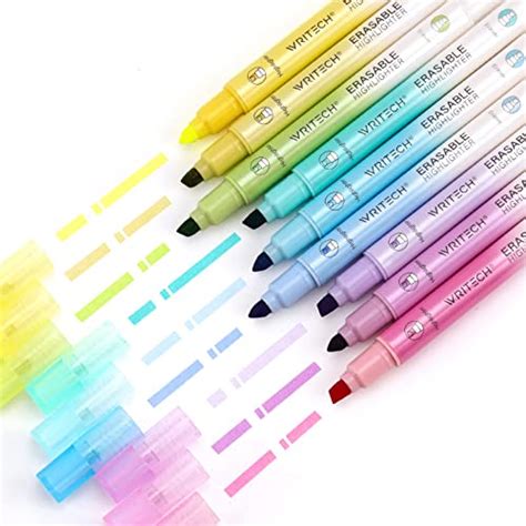 Writech Erasable Highlighters Chisel Tip Smooth Writing No Bleed Double Head Highlighter For