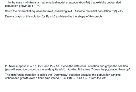 Solved Consider The Doomsday Differential Equation Dp Dt