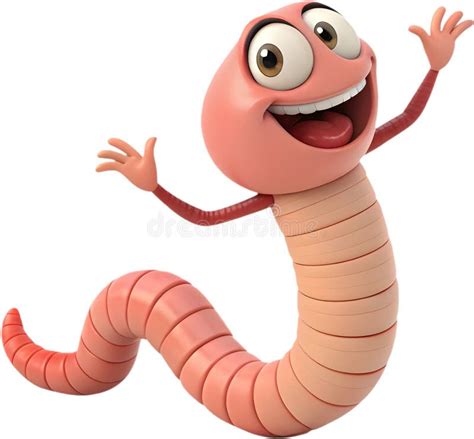 A Cute Worm Cartoon Character With A Fun Cheerful Expression And