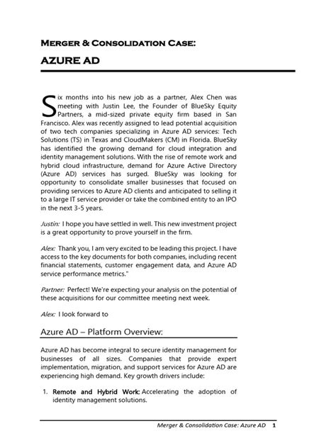 Case Azure Ad Pdf Mergers And Acquisitions Expense