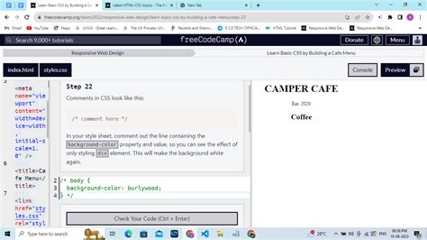 Learn Basic Css By Building A Cafe Menu Step 22 Html Css The