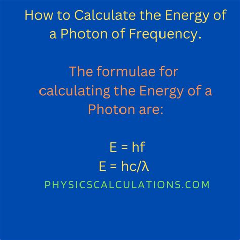 Calculate The Energy Of A Photon Of Each Frequency