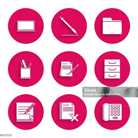 지우개로 빈 노트북과 연필 파일 문서 삭제 전화 서랍 문서 필통 편지지 문서 폴더 및 노트북 아이콘을 설정합니다 벡터 개념에 대한 스톡 벡터 아트 및 기타 이미지 Istock