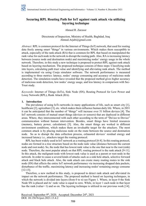 Pdf Securing Rpl Routing Path For Iot Against Rank Attack Via