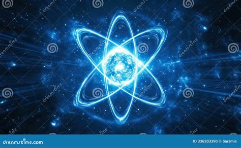 Glowing Blue Atomic Structure With Energy Rings Symbolizing Science Energy And Molecular
