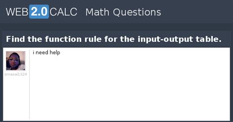 View Question Find The Function Rule For The Input Output Table
