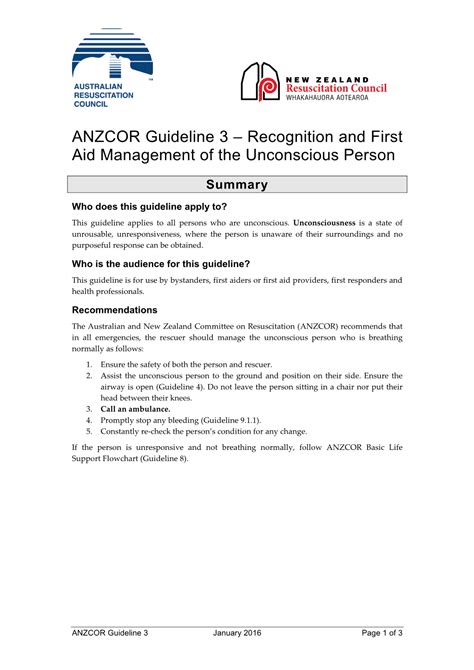 Anzcor Guideline 3 Recognition And First Aid Management Of The