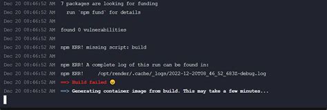 Deploy Failed Nodejs App Render