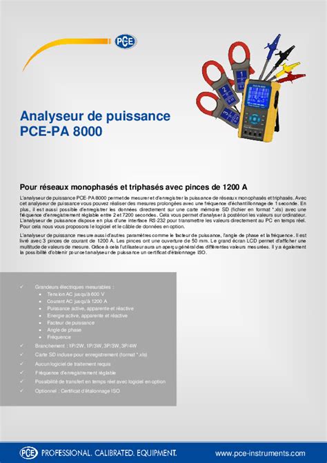 Brochure Pce Pa 8000 Pce Instruments France Eurl Franceenvironnement
