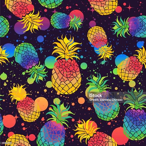 자부심 플래그 색상 다채로운 파인애플 무지개 과일과 색상 스플래시와 매끄러운 패턴 Lgbtqia 문화에 대한 스톡 벡터 아트 및 기타 이미지 Lgbtqia 문화 건강한