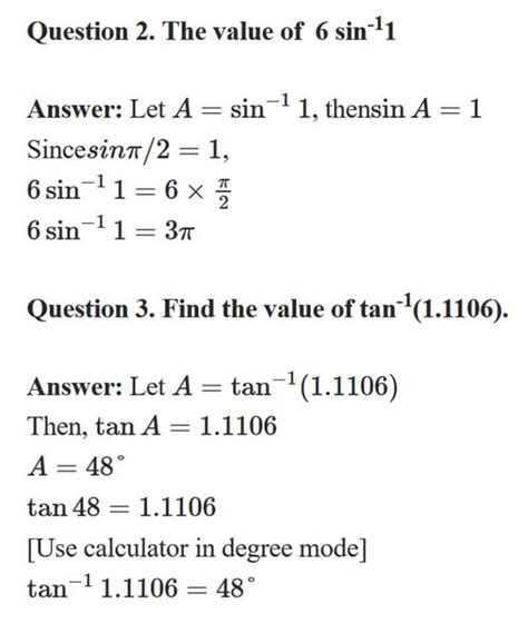 Inverse Trigonometric Formulas