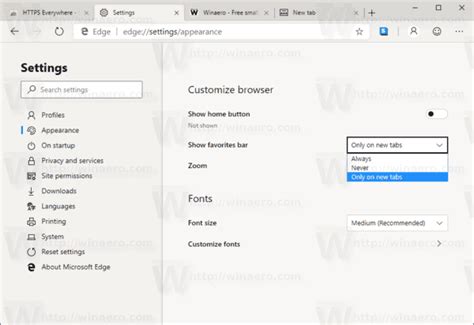 Hide Or Show Favorites Bar In Microsoft Edge Chromium