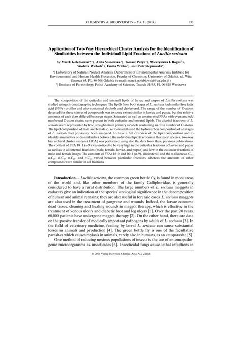 PDF Application Of Two Way Hierarchical Cluster Analysis For The