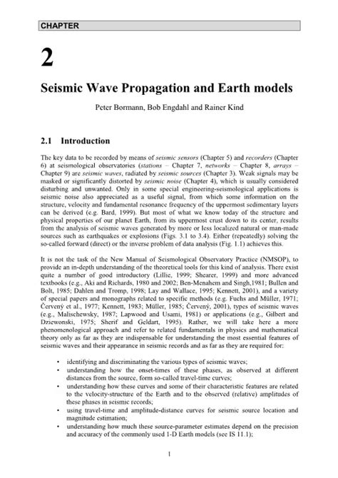 Seismic Wave Propagation And Earth Models Docslib