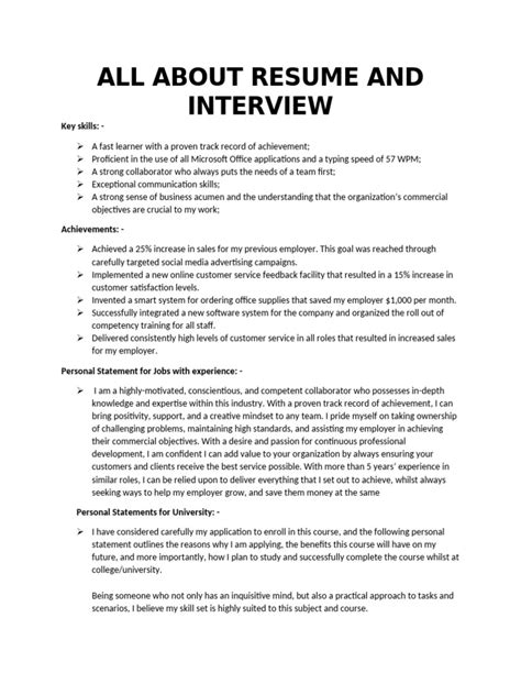 Resume Points Pdf Motivation Motivational