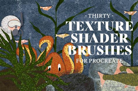 纹理着色procreate笔刷 Texture Shader Brushes For Procreate 米客设计