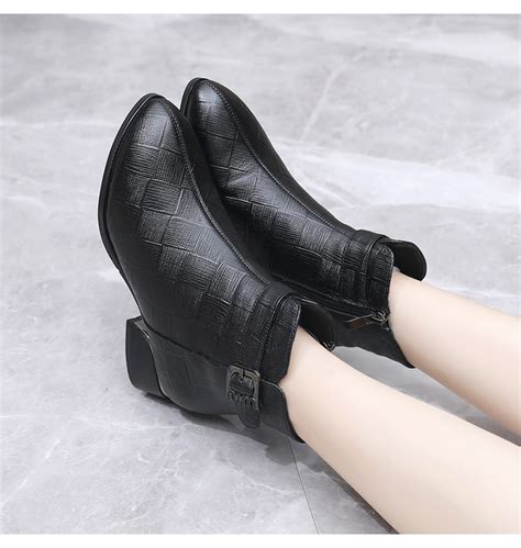 여자 앵클숏부츠 스틸레토 부츠 추동 굽 엠보 소가죽 통지퍼 집업 빅사이즈 원픽4 티몬