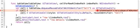 ios xcode 6 beta5 why uitableviewcell is not a subtype of