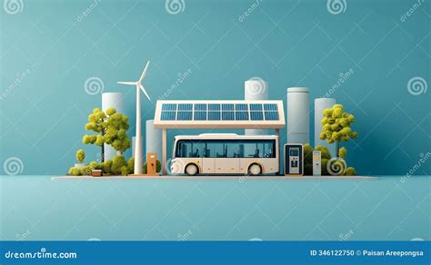 Sustainable Electric Bus Charging At A Solar Powered Station Surrounded