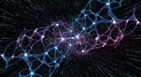 Abstract Digital Network Visualization With Glowing Nodes Stock