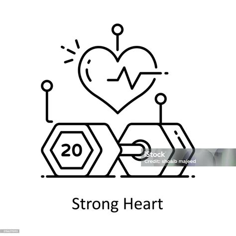강한 심장 벡터 윤곽선 아이콘 스타일 그림입니다 흰색 배경의 기호 Eps 10 파일 건강관리와 의술에 대한 스톡 벡터 아트 및 기타 이미지 건강관리와 의술 건강한 생활