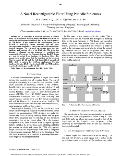Pdf A Novel Reconfigurable Filter Using Periodic Structures