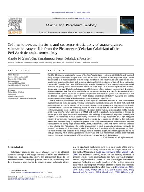 Pdf Sedimentology Architecture And Sequence Stratigraphy Of Coarse Grained Submarine Canyon
