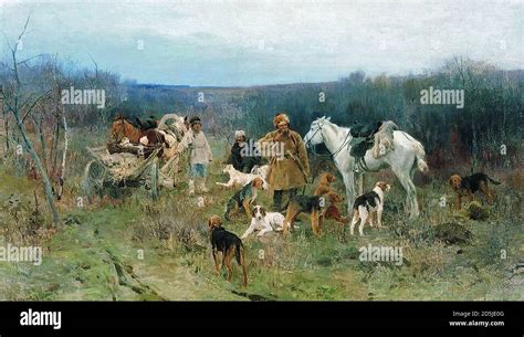 Stepanov Aleksei Stepanovich After The Hunt Russian School 19th