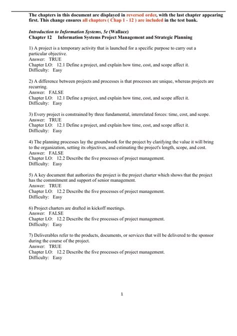 Test Bank For Introduction To Information Systems 5th Edition By Patricia Wallace Latest