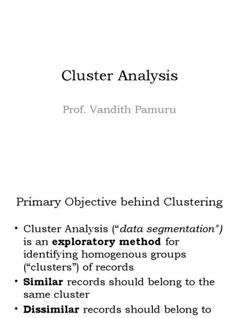 cluster analysis prof vandith pamuru descargar gratis pdf cluster